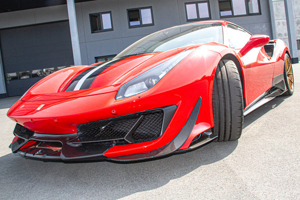Ferrari 488 Pista - Carbon Fiber Front Spoiler (w Side Wings ...